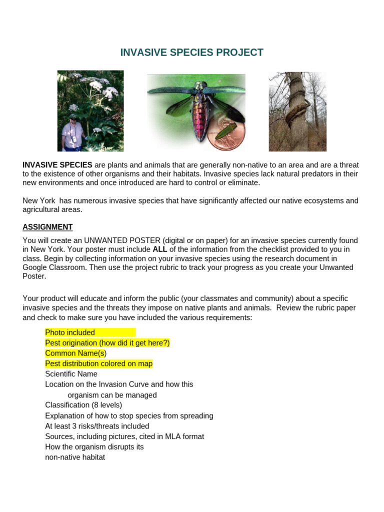 Hunter Engle - INVASIVE SPECIES PROJECT FINAL | PDF | Invasive Species ...