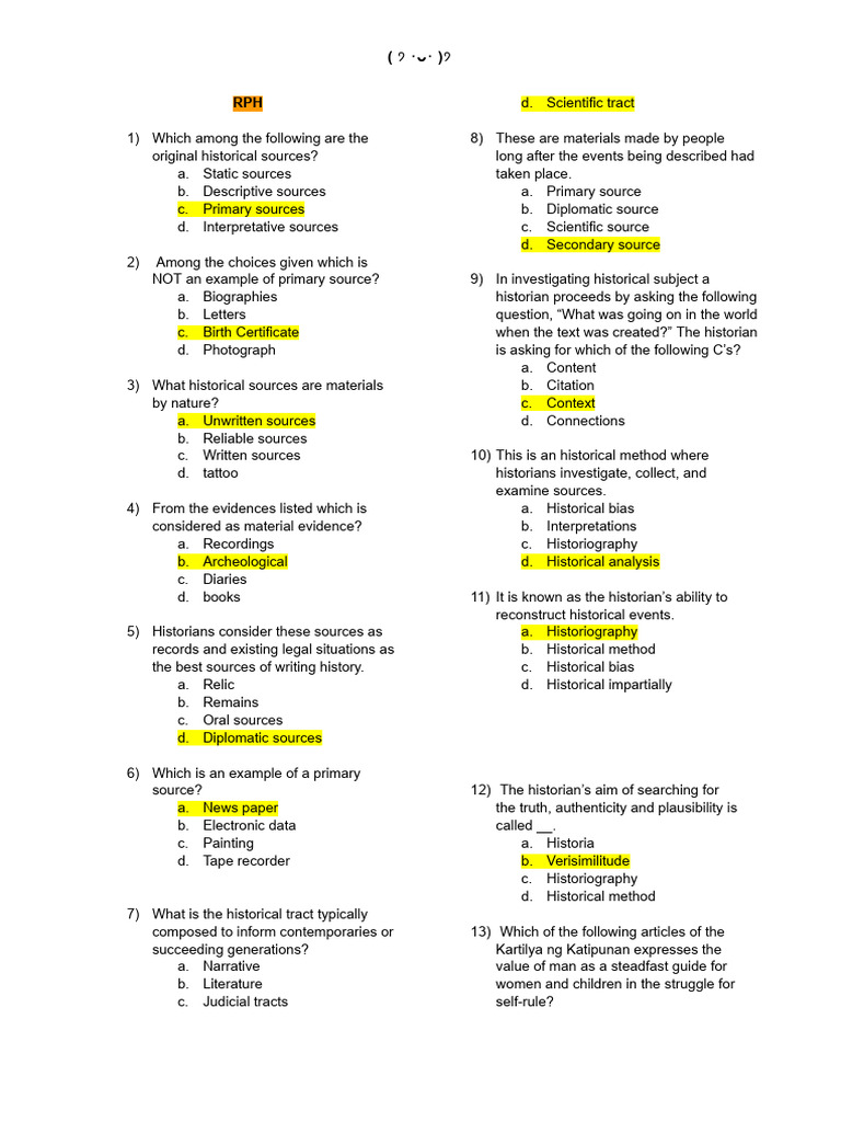 RPH Uts Sts Midterm Exam | PDF