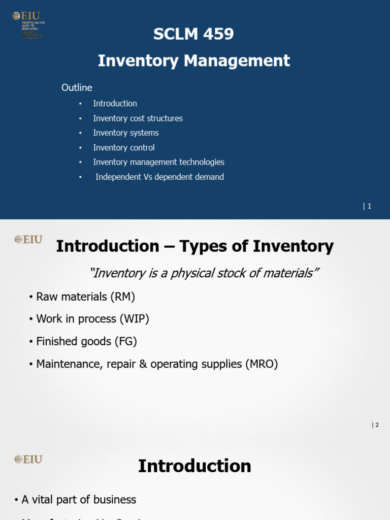 SCLM 459 Inventory Management | PDF | Inventory | Logistics
