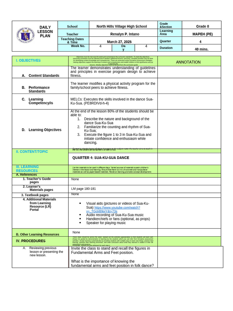 Final COT PE Q4 2024 2025 | PDF | Learning | Curriculum