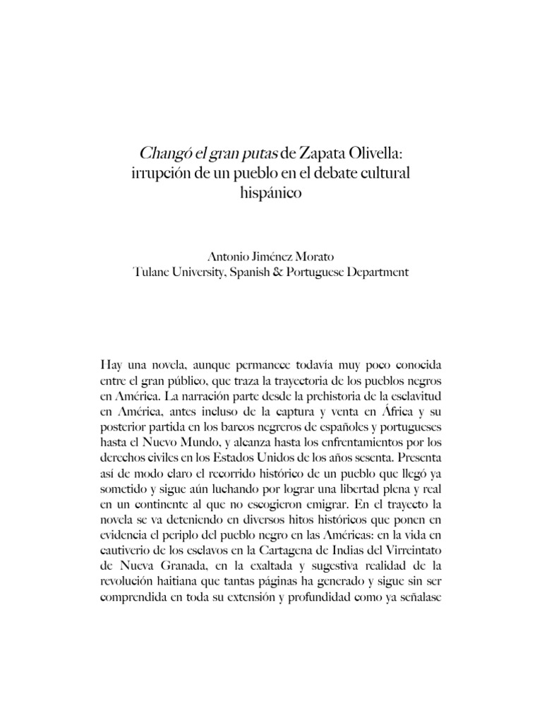 Chango El Gran Putas de Manuel Zapata Ol | PDF | Narración | Novelas