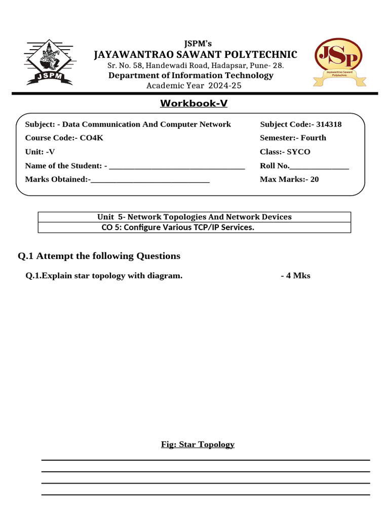 Network Topologies & Devices Workbook | PDF