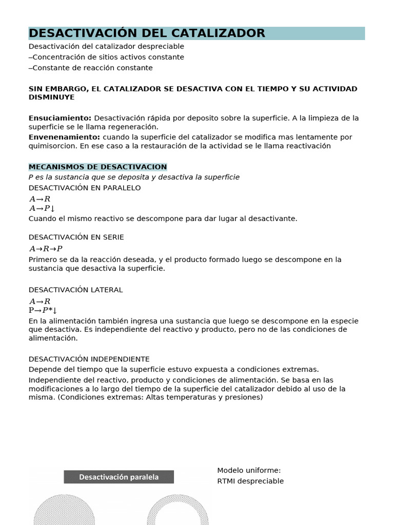 Mecanismos de Desactivación de Catalizadores | PDF | Catálisis ...