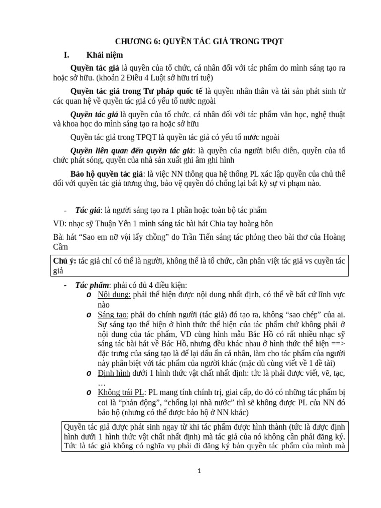 CHƯƠNG 6 - QUYỀN TÁC GIẢ TRONG TPQT | PDF