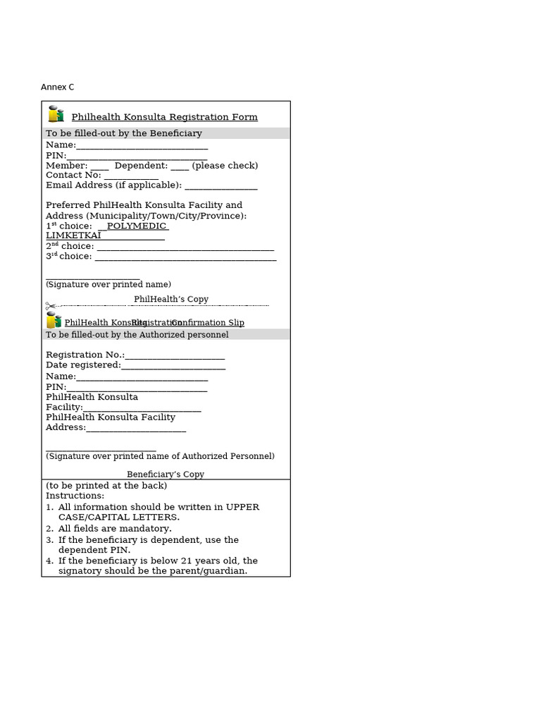 PhilHealth Konsulta Registration Form | PDF