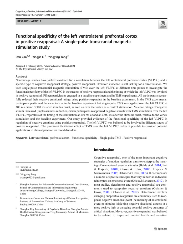 Functional Specificity of The Left Ventrolateral Prefrontal Cortex in ...