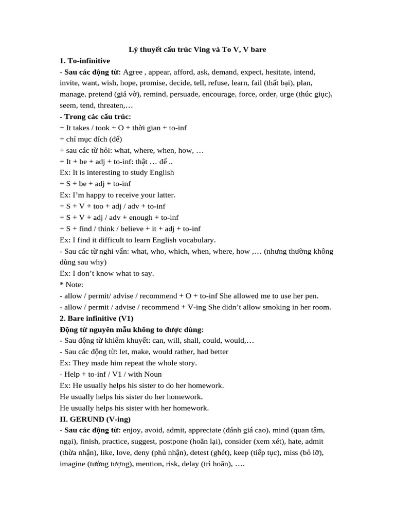 Lý Thuyết Cấu Trúc Ving Và to V | PDF