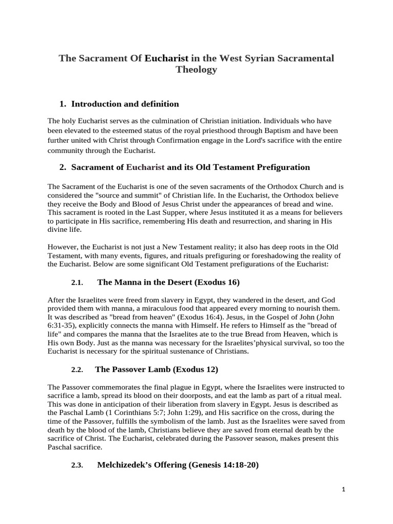 4. the Sacrament of Eucharist in the West Syrian Sacramental Theology | PDF | Eucharist | Sacrifice