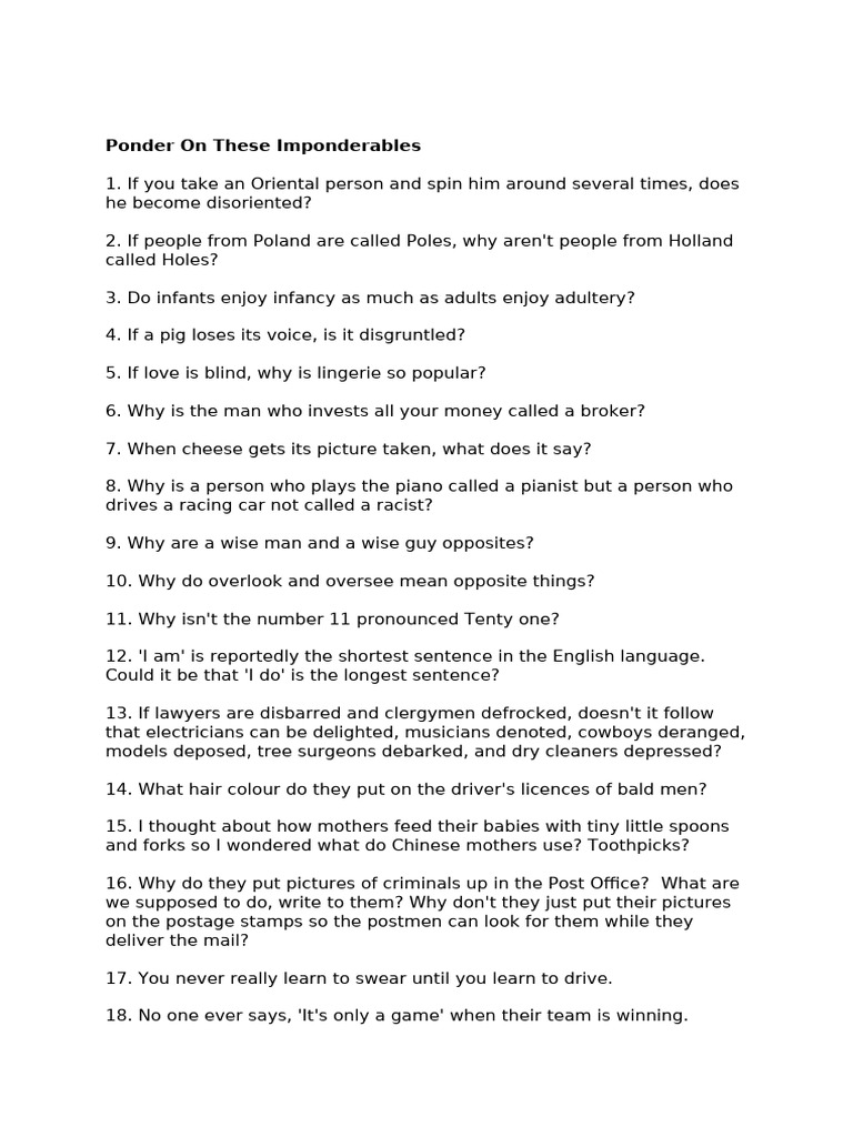 Funny Thoughts to Ponder | PDF
