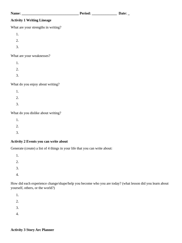 English 3 Start of Year Activities | PDF
