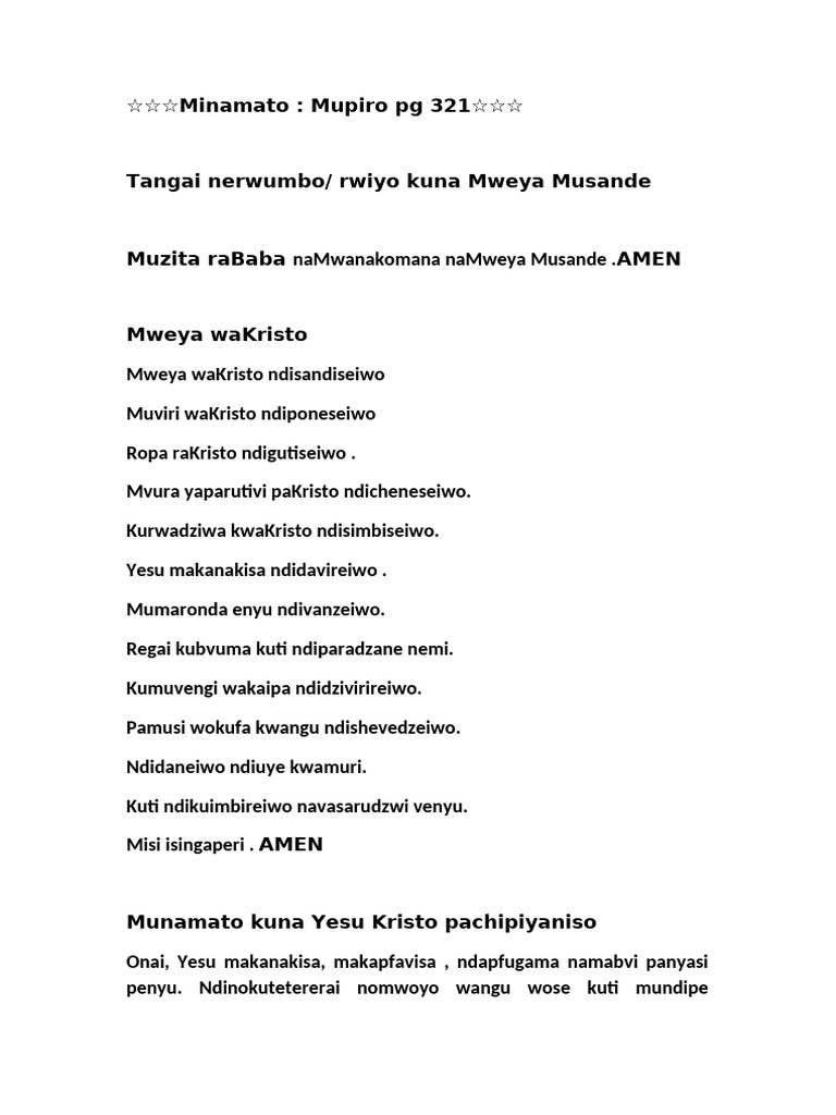 Office Yemwoyo Musande Kwazvo Wayesu 2 | PDF