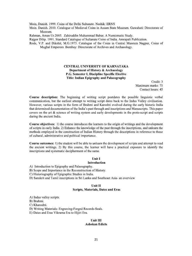 Epigraphy Syllabus | PDF