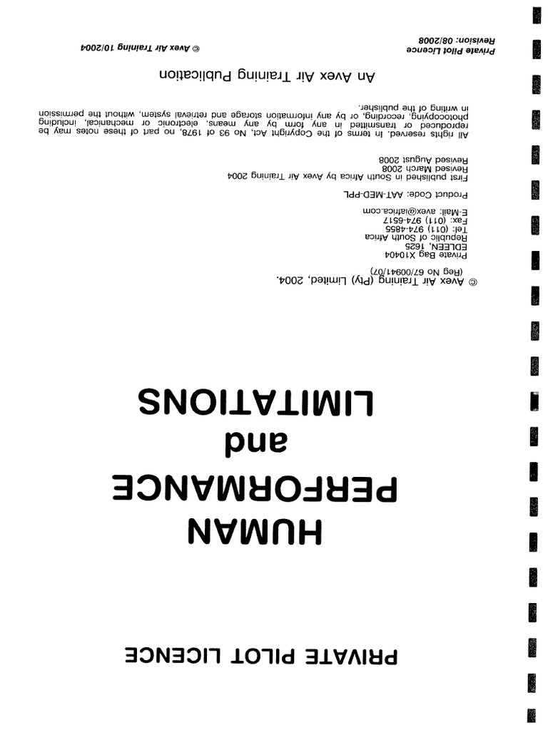 PPL - Human Performance & Limitations - Part 1 | PDF