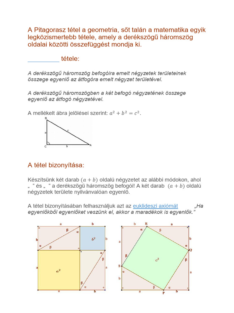 A Pitagorasz Tétel | PDF