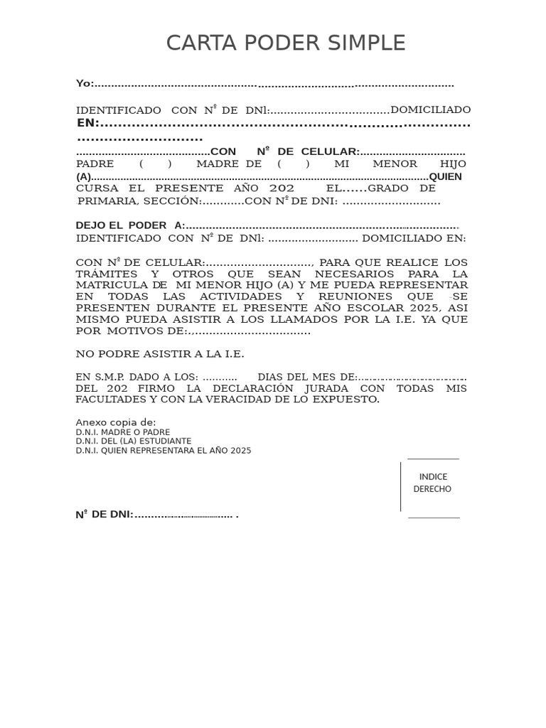Carta Poder Simple | PDF