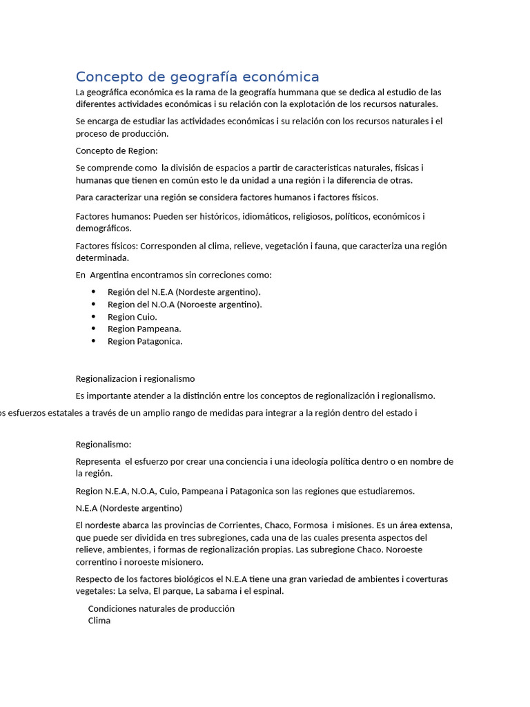 Concepto de Geografía Económica | PDF | Selva | Clima