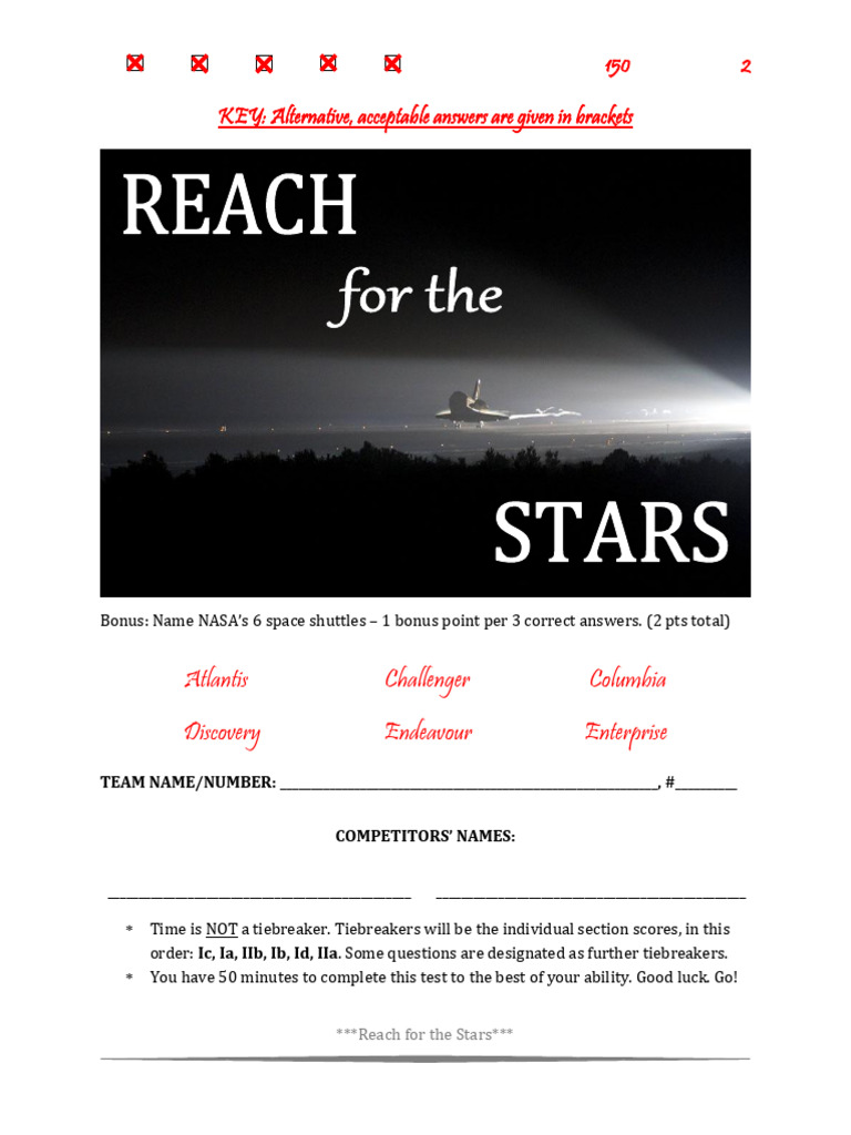 NASA Space Shuttle Quiz and Astronomy Test | PDF | Stars | Constellation
