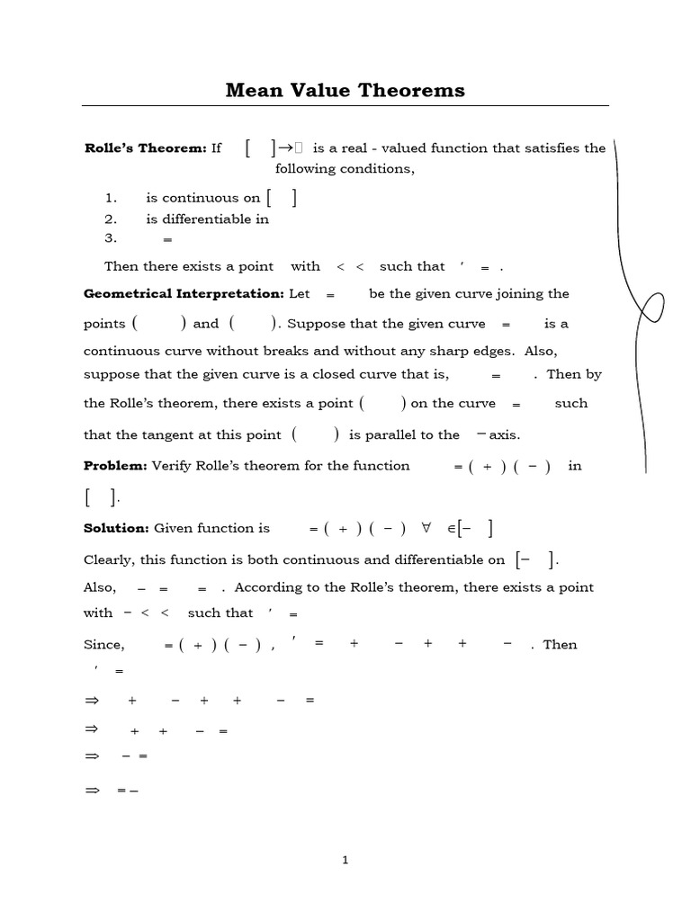Mean Value Theorems Explained | PDF | Mathematical Analysis | Mathematics