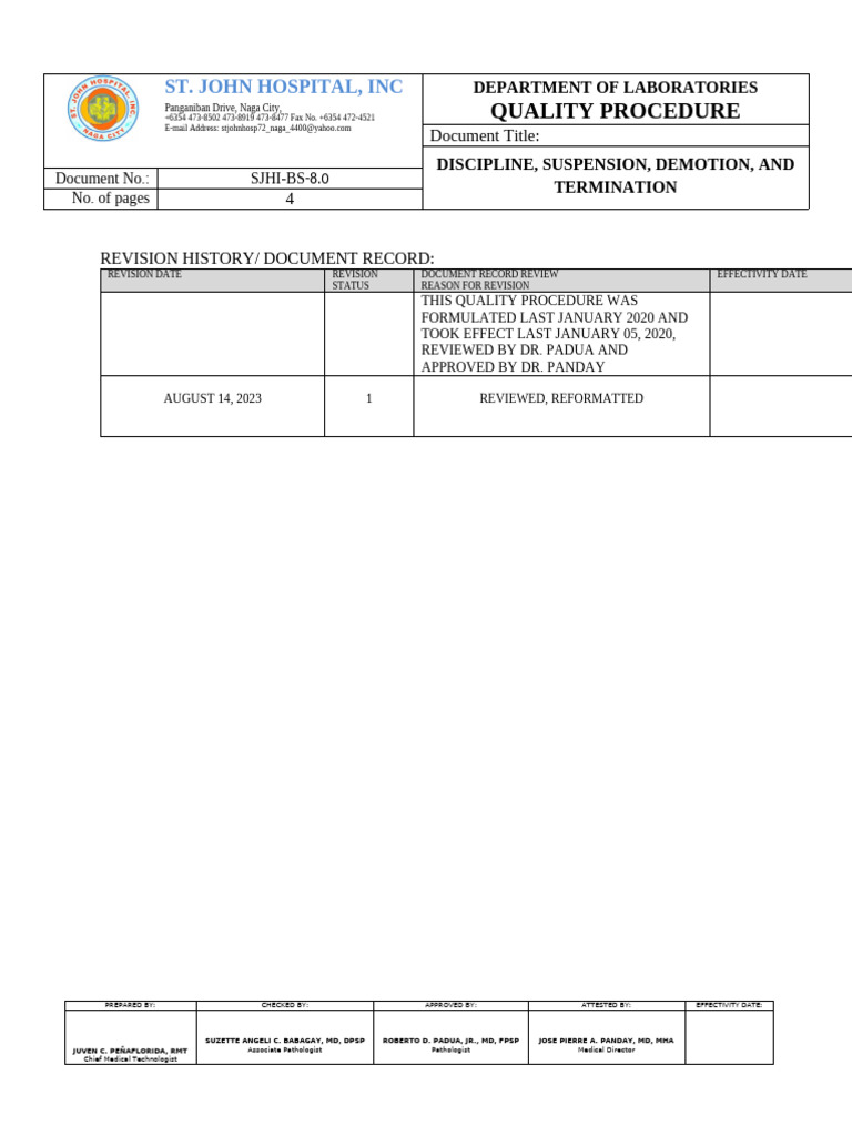 8.0 Discipline, Suspension, Demotion and Termination | PDF | Employment ...