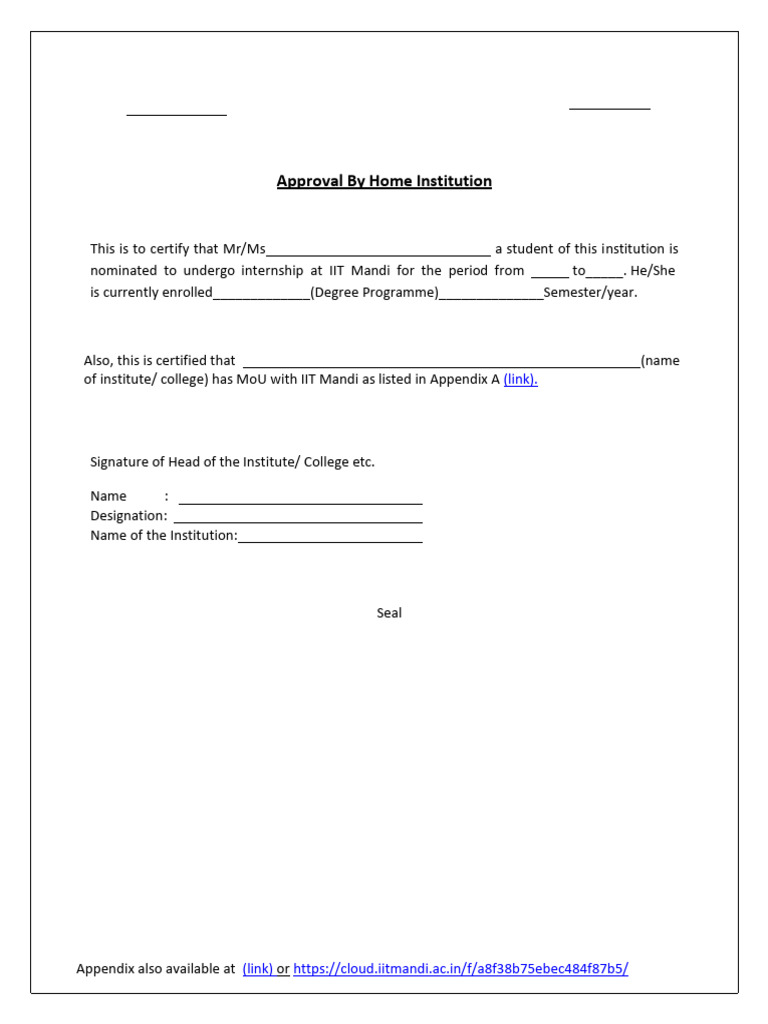 Permission - Format For Internship 2024-9 | PDF