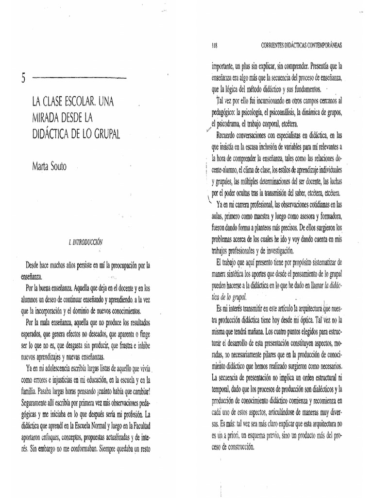 Marta Souto - La Clase Escolar | PDF