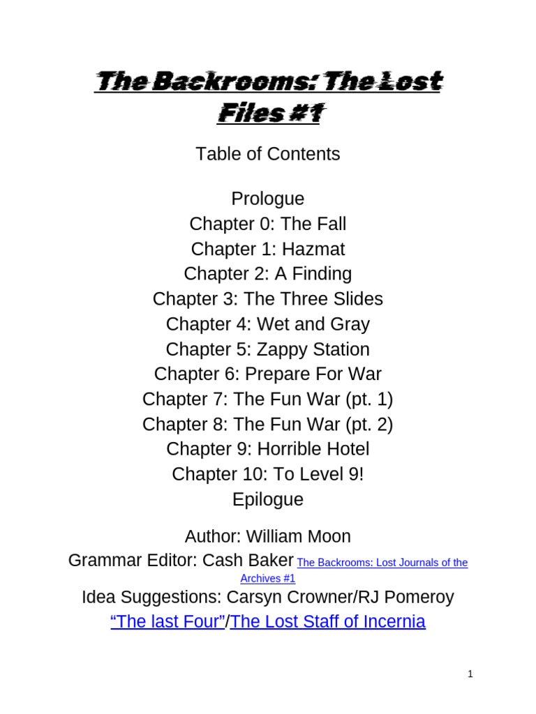 The Backrooms The Lost Files #1 | PDF