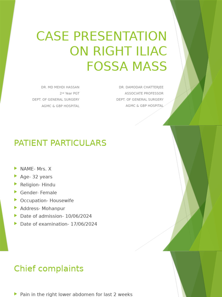 Right Iliac Fossa Mass Case Study | PDF | Abdomen | Pain