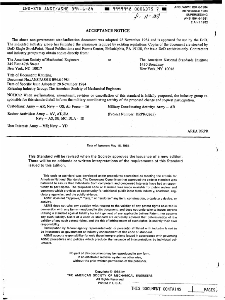 Asme B94.6 | PDF | Patent Infringement | Patent