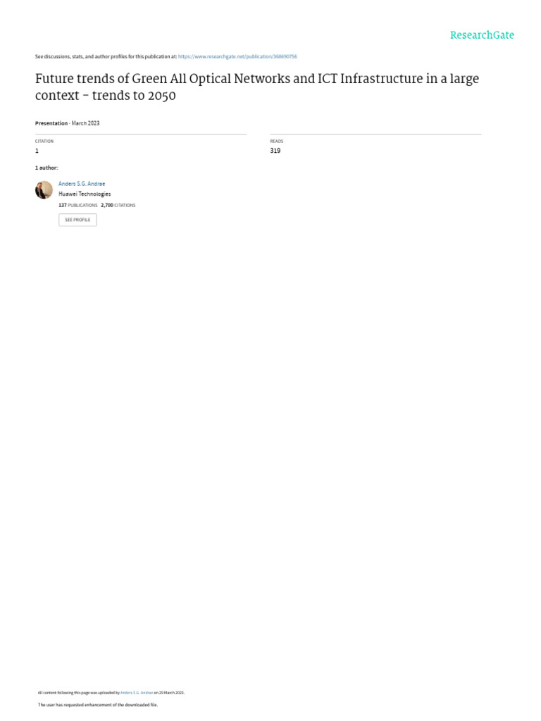 Futuretrends Green Opticaland ICTAndrae 2023 | PDF | Energy Conservation | Data Center