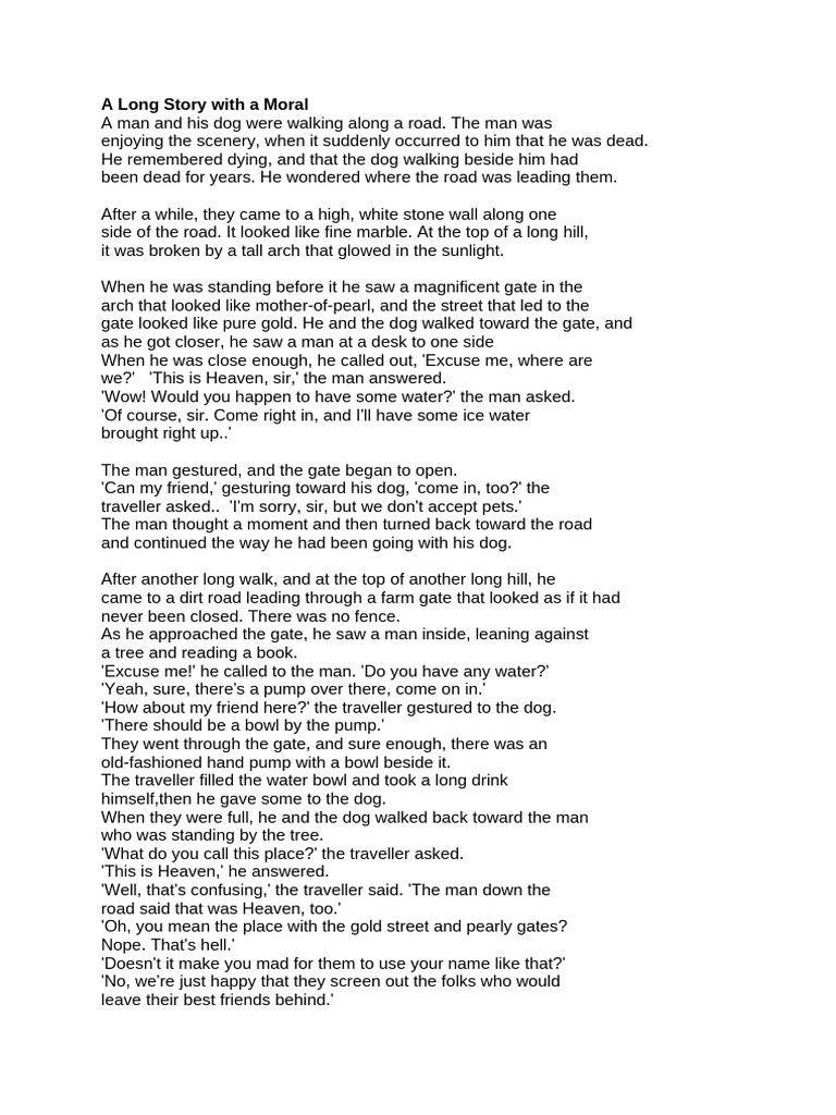 A Long Story With A Moral | PDF