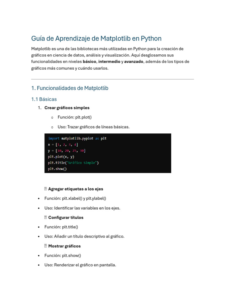 Guía de Aprendizaje de Matplotlib | PDF | Informática