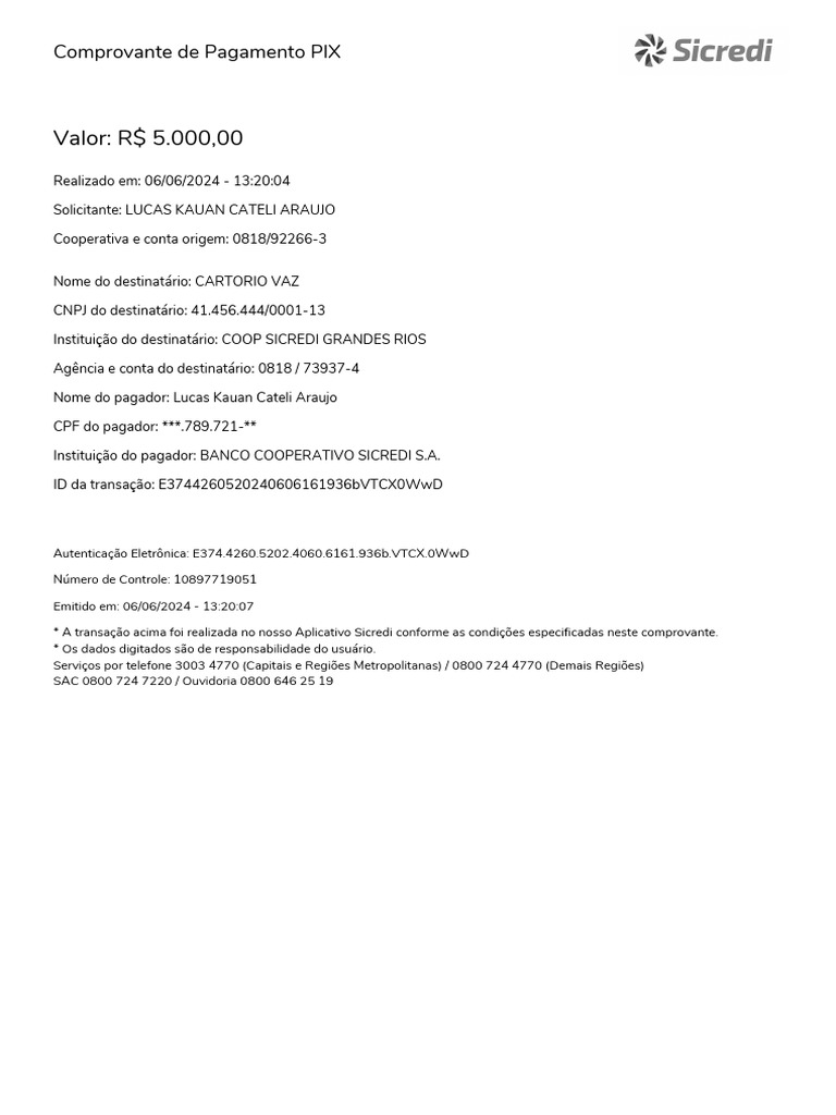 Comprovante de 5 Mil | PDF