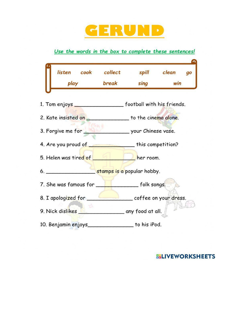 Gerunds Worksheet | PDF