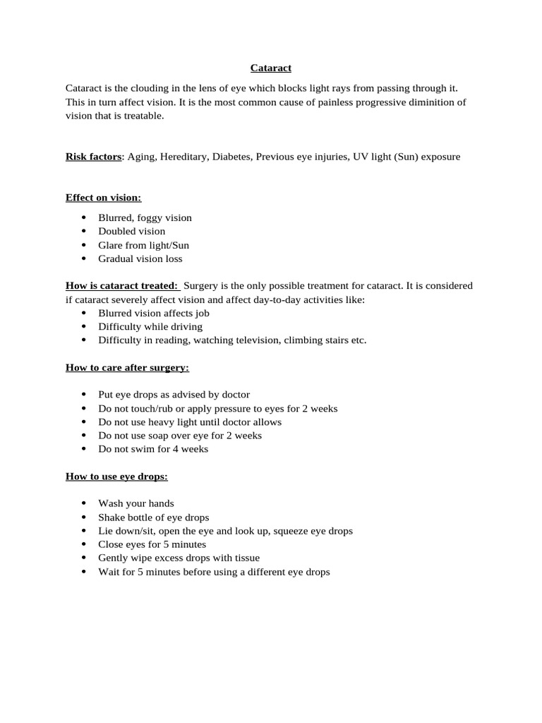 Understanding Cataracts: Causes and Treatment | PDF