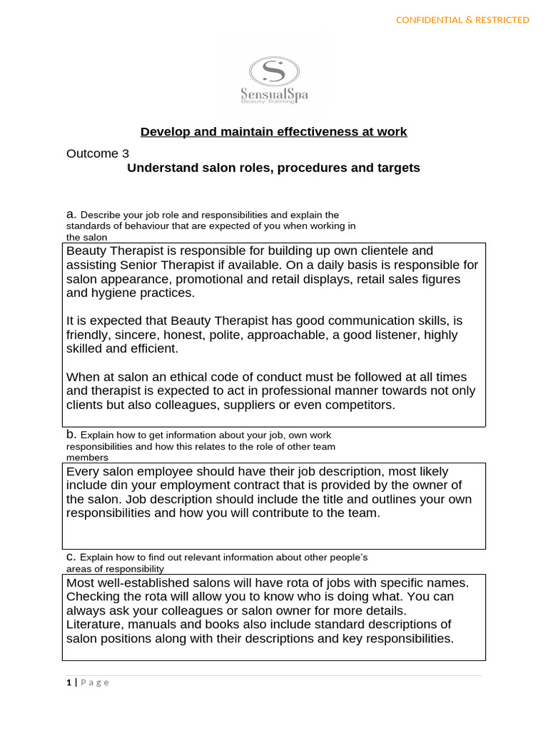 Salon Roles and Professional Ethics | PDF | Confidentiality | Employment