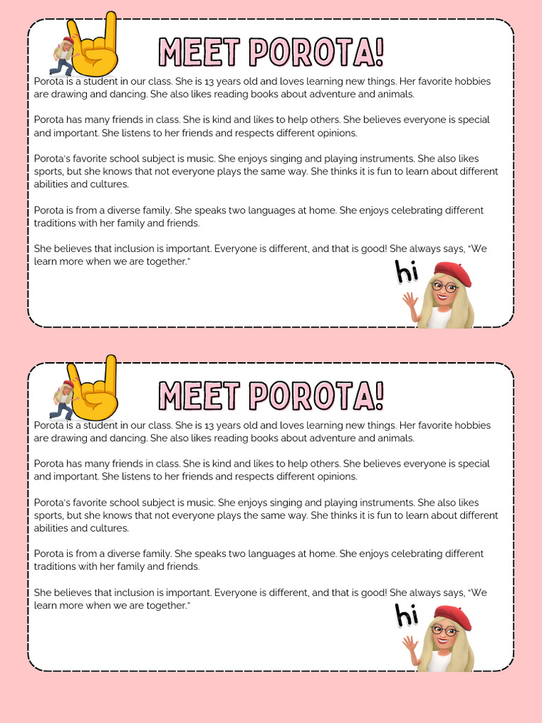 Meet Our Class Character Worksheet 2025 8vo 1 | PDF