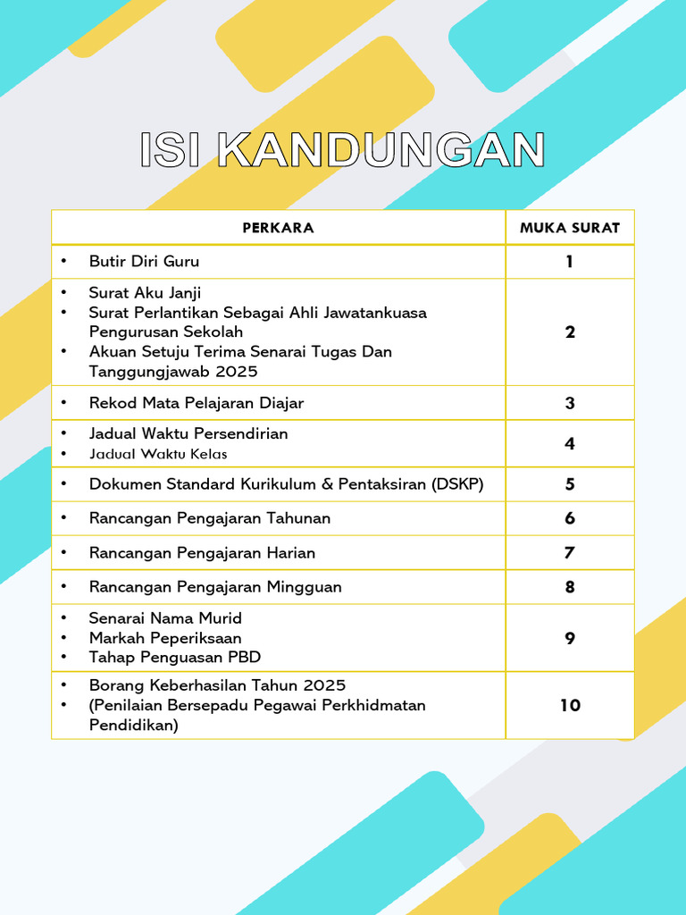 Rekod Persediaan Mengajar 2025 | PDF