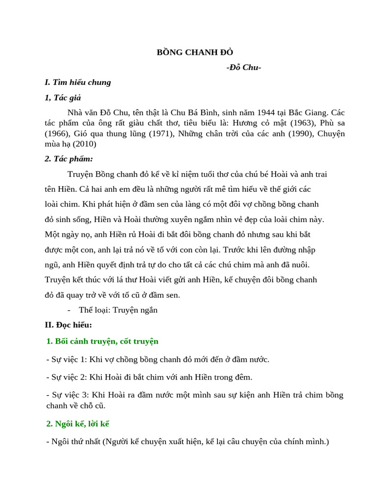 TN - BỒNG CHANH ĐỎ - ĐỖ CHU | PDF