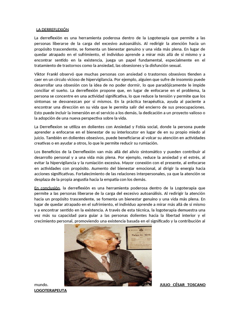 Julio César Toscano Logoterapeuta | PDF | Ansiedad | Conceptos psicologicos