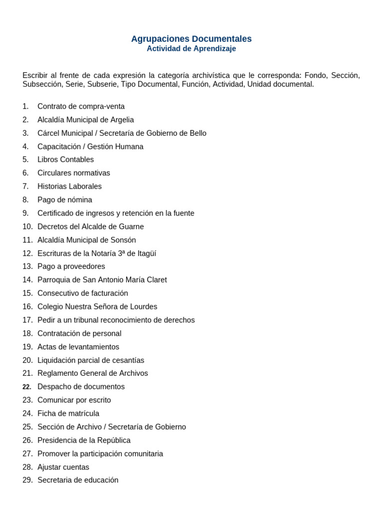 Agrupaciones Documentales | PDF