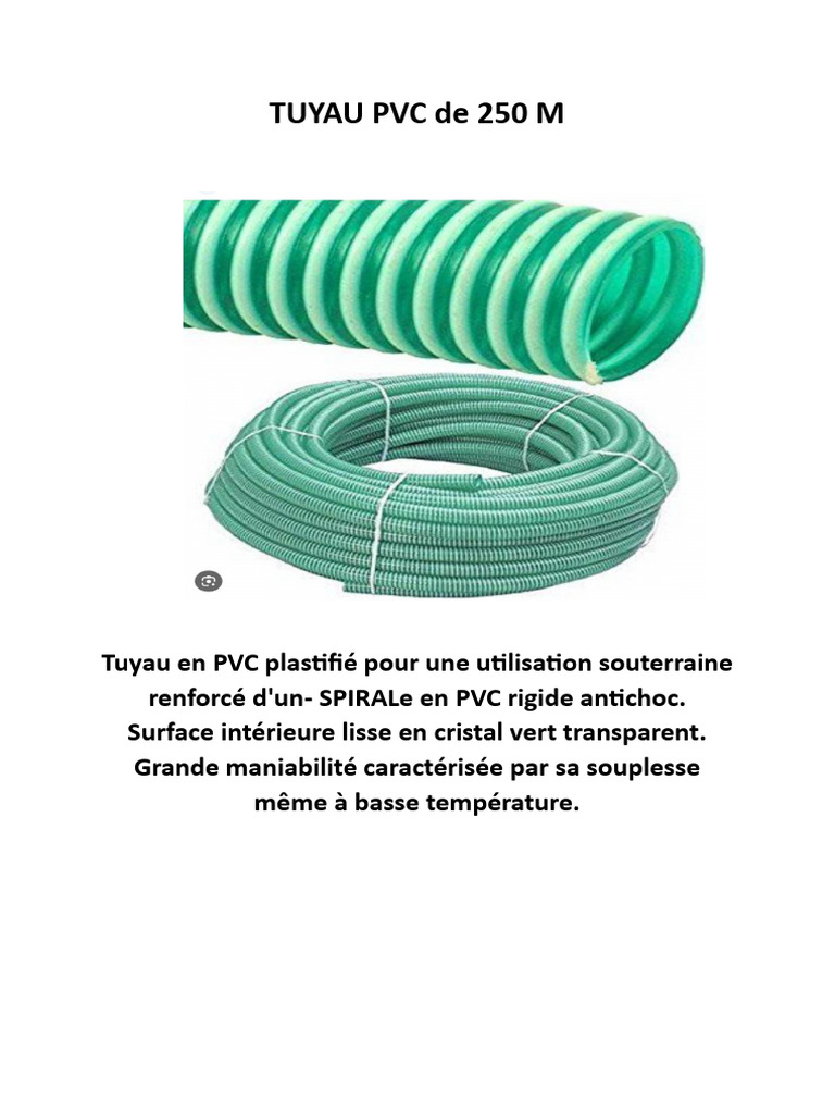 Tuyau PVC 250 mm pour usage souterrain | PDF