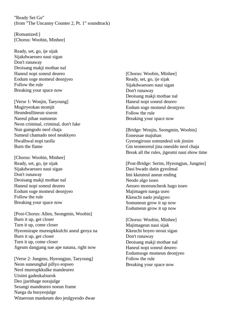 "Ready Set Go: Uncanny Counter Theme" | PDF