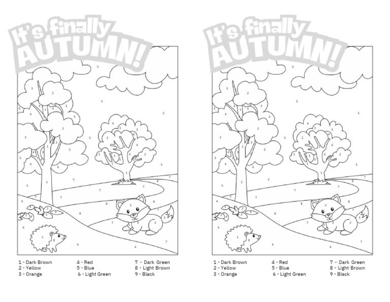 Autumn Colour by Numbers Guide | PDF | Blue | Visual Perception
