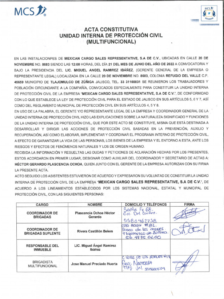 2022 Acta de Brigada Multifuncional. | PDF