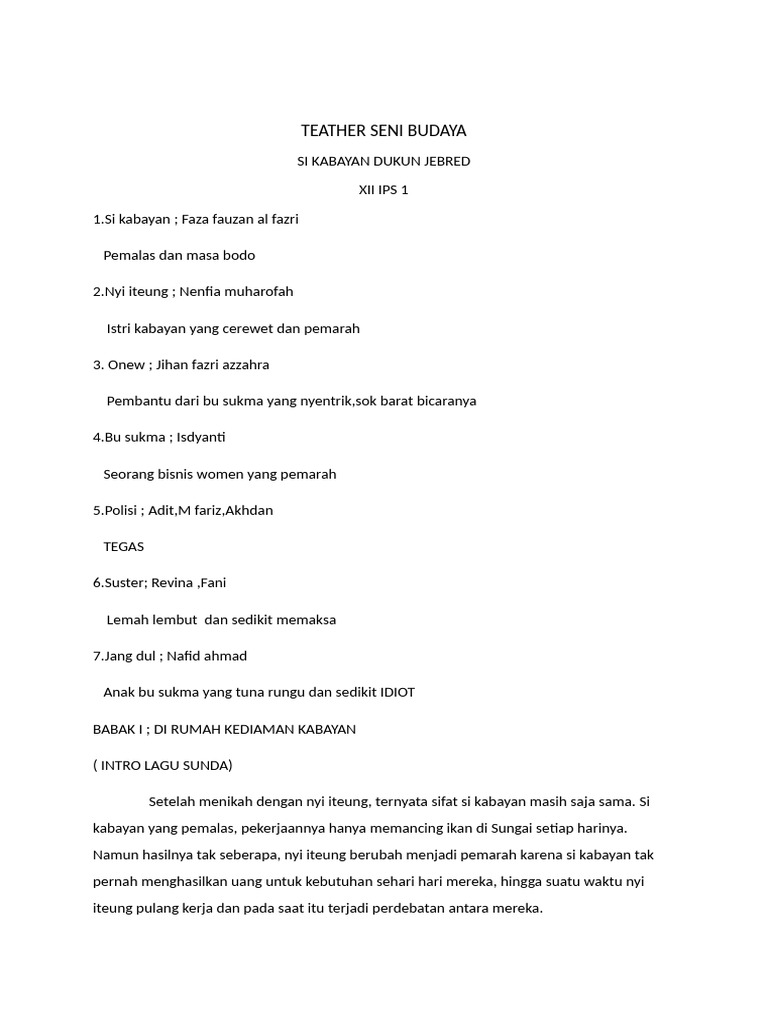 Konflik Si Kabayan dan Nyi Iteung | PDF