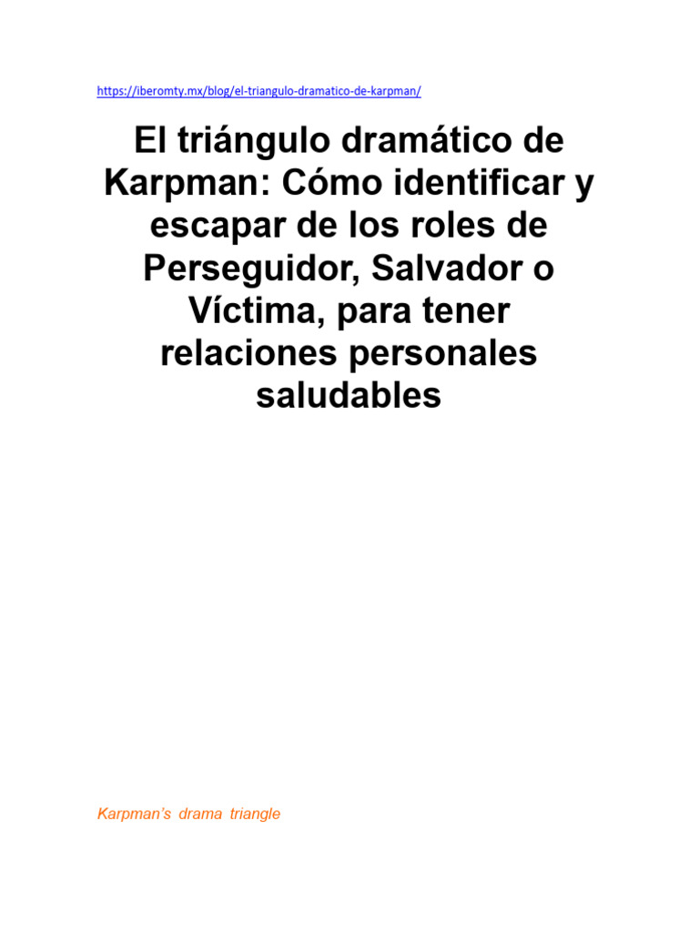 El Triángulo Dramático Perseguidor Salvador Víctima | PDF | Autoestima ...