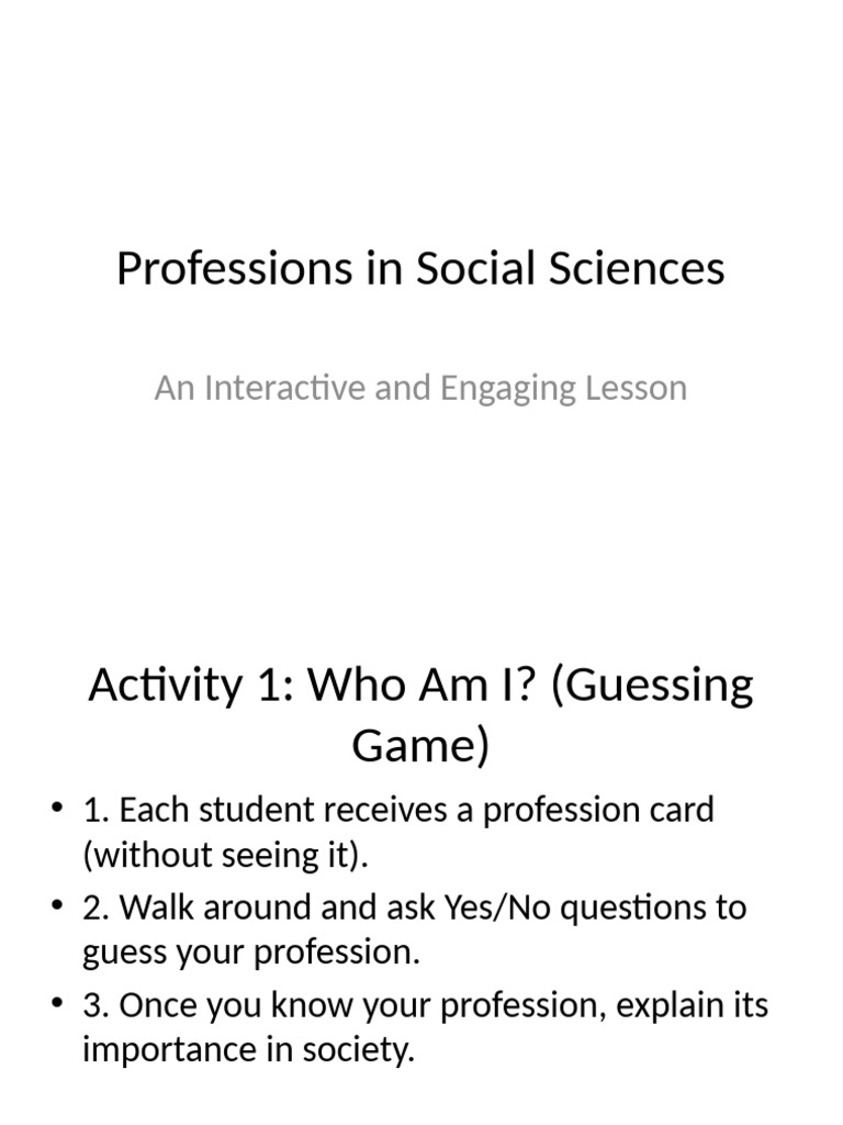 Professions Social Sciences Presentation | PDF