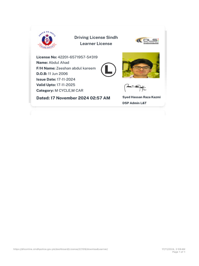 Learner License Ahad | PDF