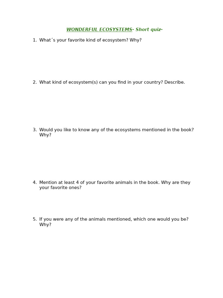 Wonderful Ecosystems | PDF