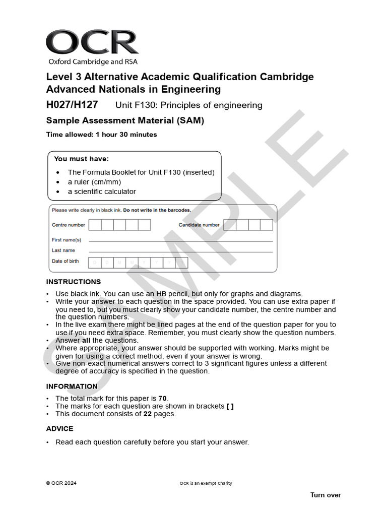 Engineering Principles Assessment SAM | PDF | Force | Inductor